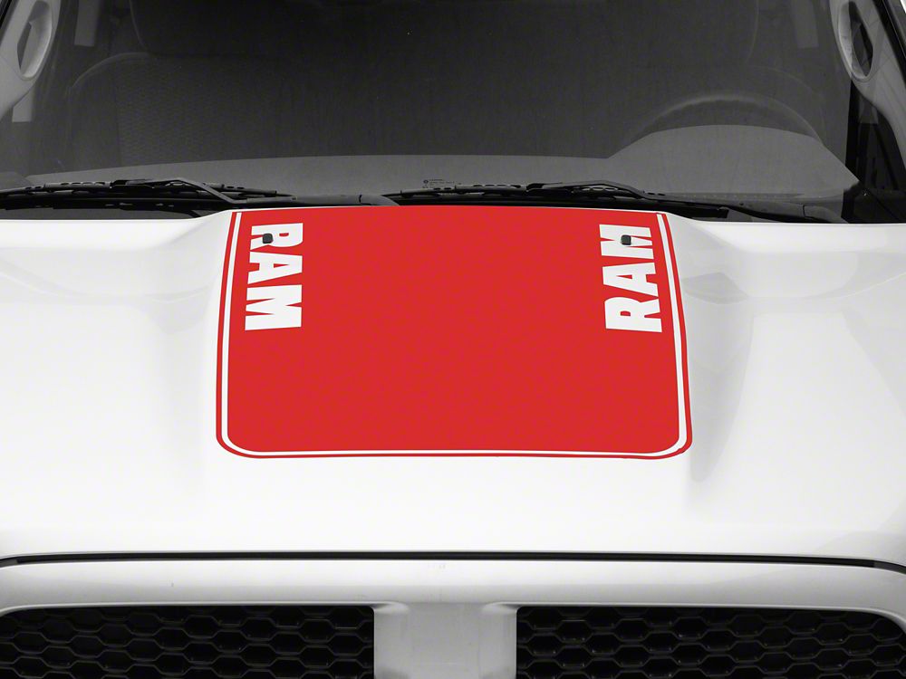 RAM Licensed by RedRock Hood Decal with RAM Logo; Red (09-18 RAM 1500 ...
