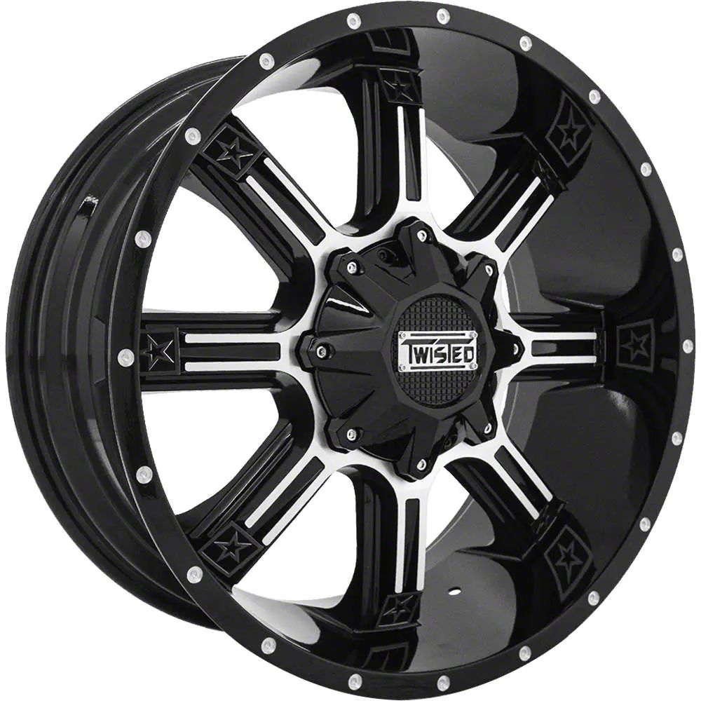 Twisted Off-Road Tundra T-21 Radar Gloss Black Machined 5-Lug Wheel ...
