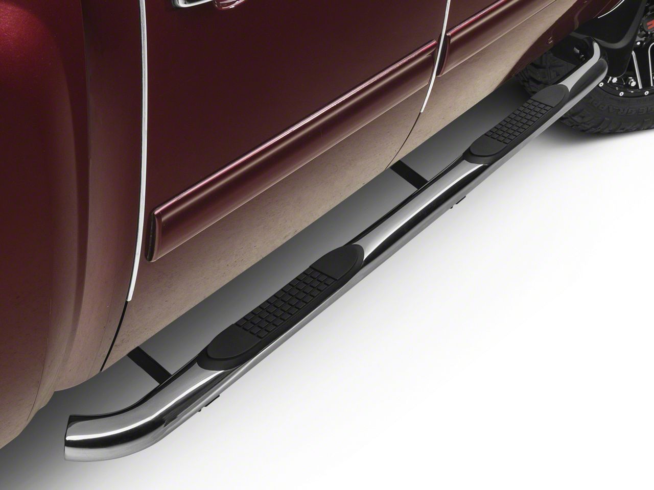 Barricade Silverado 1500 3-Inch Side Step Bars; Rocker Mount; Stainless Steel S101619 (07-13 ...