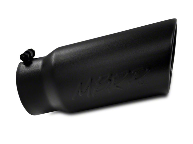 MBRP Silverado 1500 5-Inch Black Angled Rolled End Exhaust Tip; 4-Inch ...