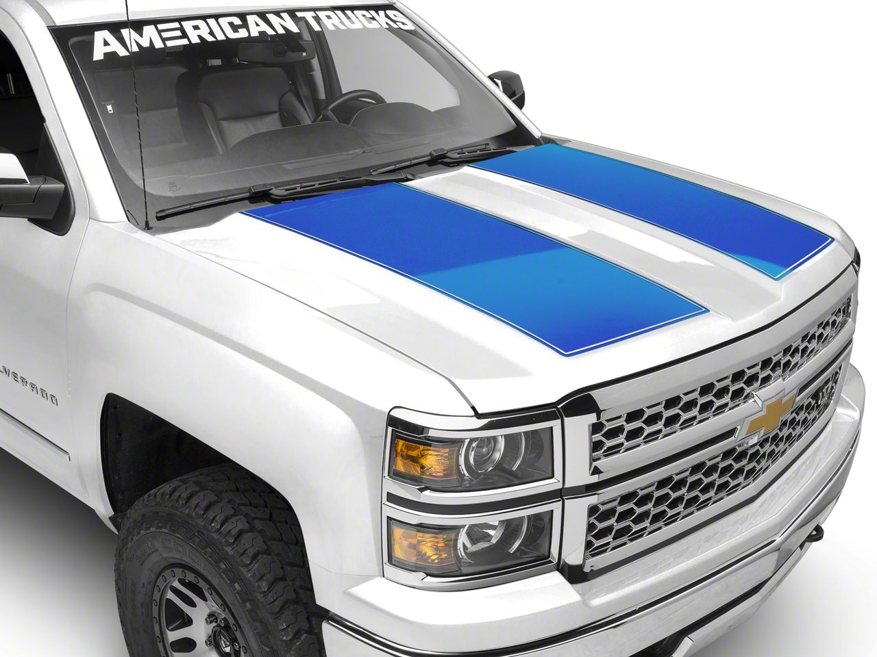 SEC10 Silverado 1500 Hood Decal; Blue S106763 (14-15 Silverado 1500 ...