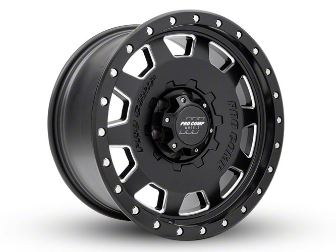 Pro Comp Wheels Silverado Hammer Satin Black Milled 6-Lug Wheel - 17x9 ...