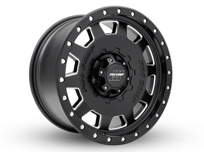 Pro Comp Wheels Jeep Gladiator Hammer Satin Black Milled Wheel; 17x9 ...