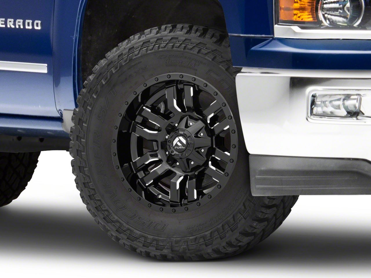 Fuel Wheels Silverado Sledge Gloss Black Milled 6-Lug Wheel - 18x9; 1mm ...