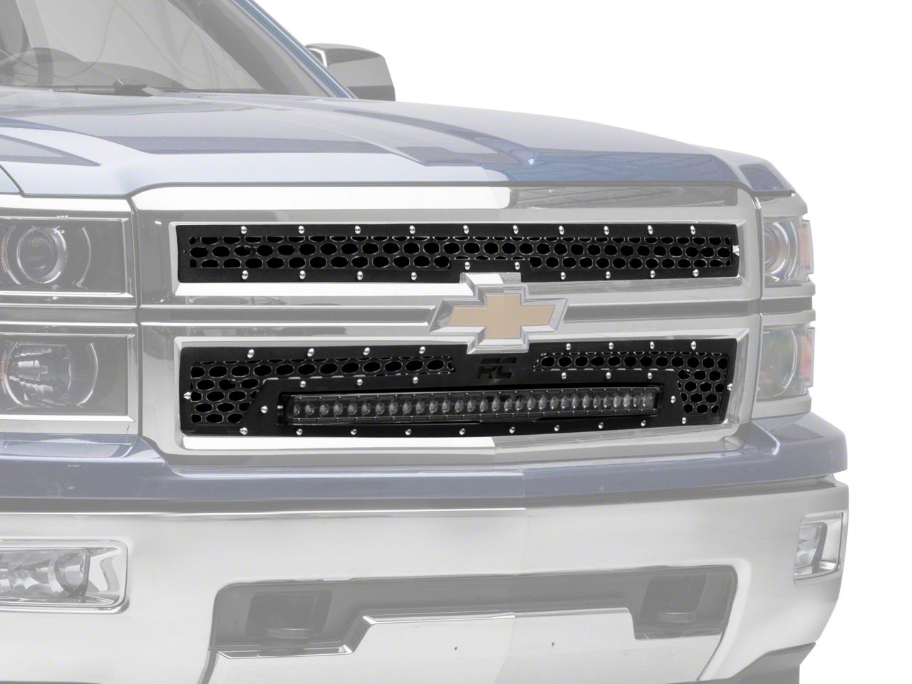 Rough Country Silverado Mesh Upper Grille Inserts w/ 30 in. Black ...