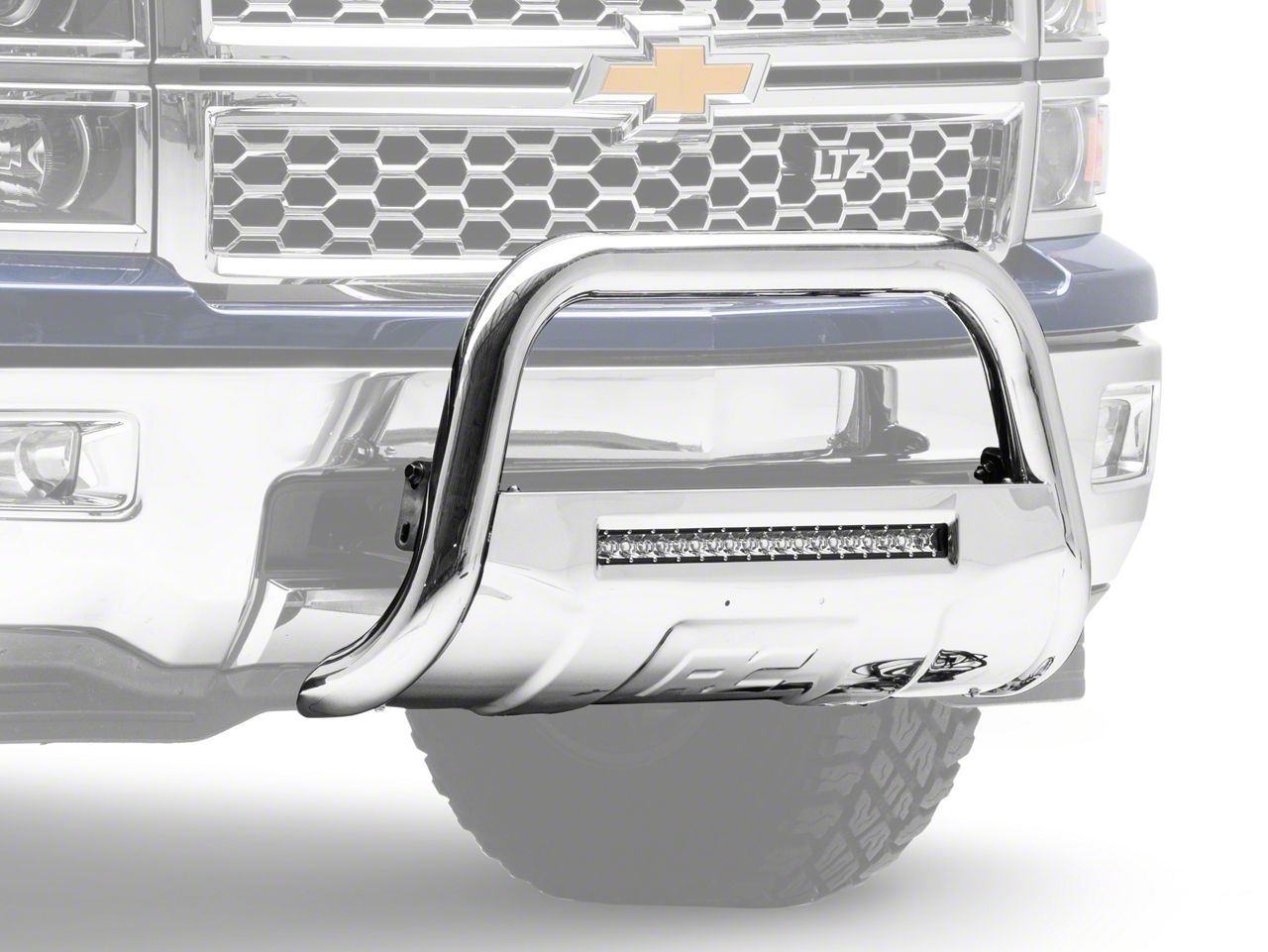 Rough Country Silverado 1500 Bull Bar with LED Light Bar; Stainless ...