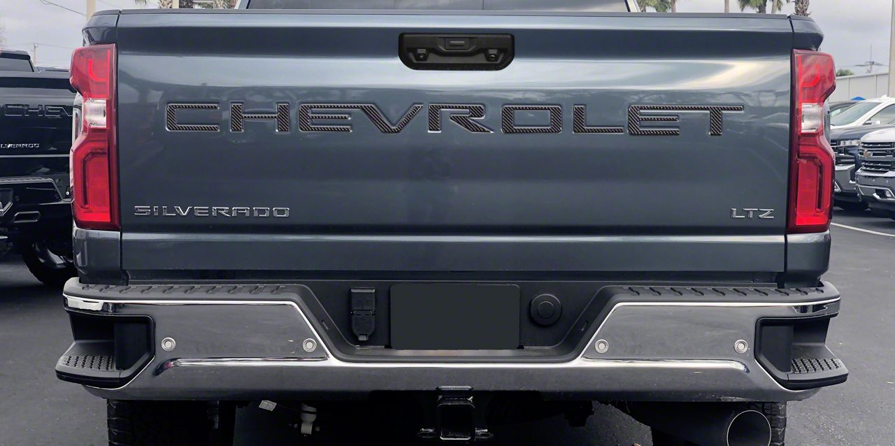 Silverado 1500 Tailgate Insert Letters; Domed Carbon Fiber (19-22 ...