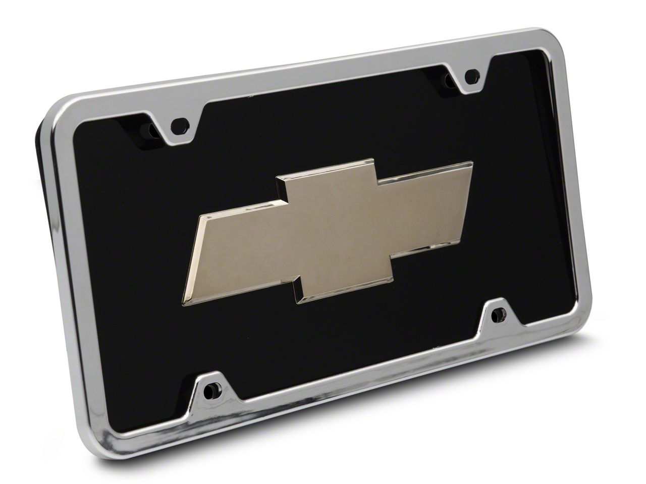Silverado 1500 Chevrolet License Plate Frame; Chrome on Black ...