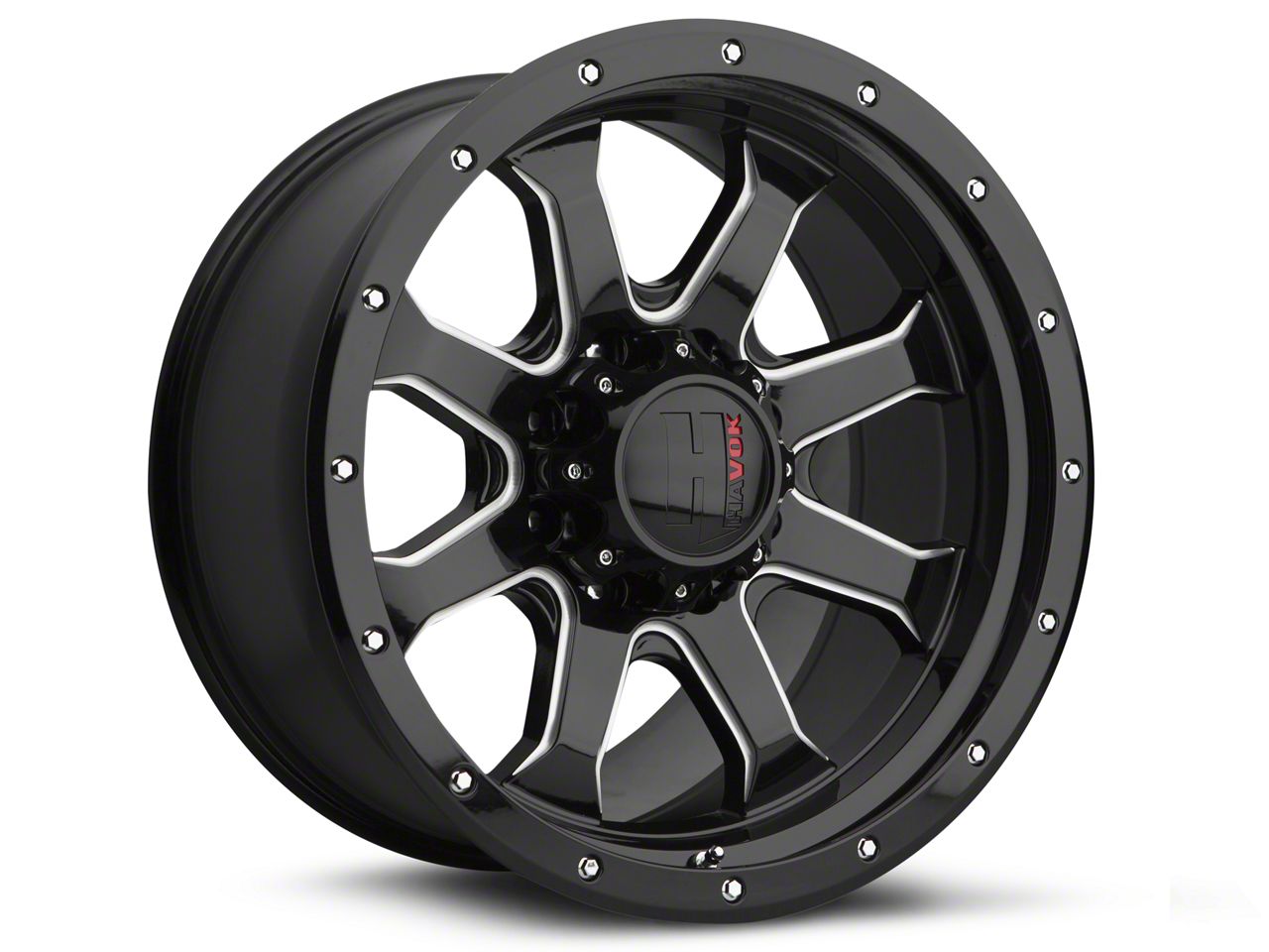 Havok Off-Road Sierra 1500 H105 Black Milled 6-Lug Wheel; 20x9; -12mm ...