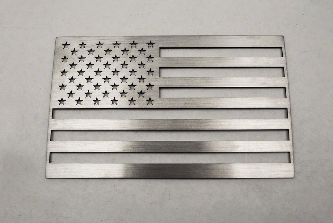 Sierra 1500 Stainless Steel American Flag Emblem; Brushed (Universal ...