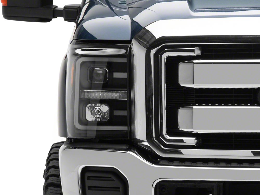 Raxiom LED Projector Headlights with Switchback Turn Signals Black Housing Clear Lens 11 16 F 250 Super Duty