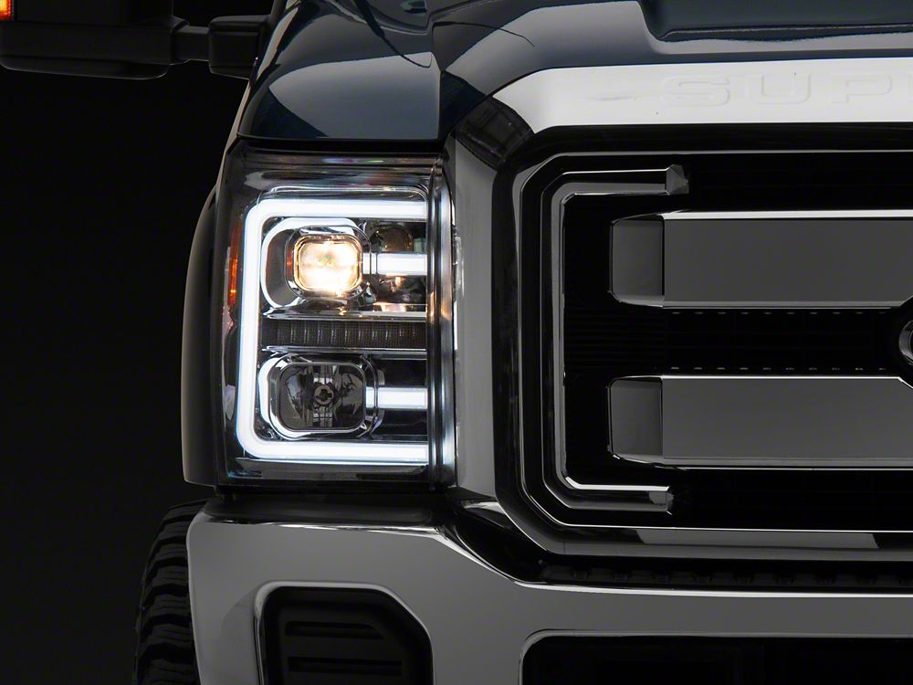Raxiom LED Projector Headlights with Switchback Turn Signals Chrome Housing Clear Lens 11 16 F 250 Super Duty Raxiom
