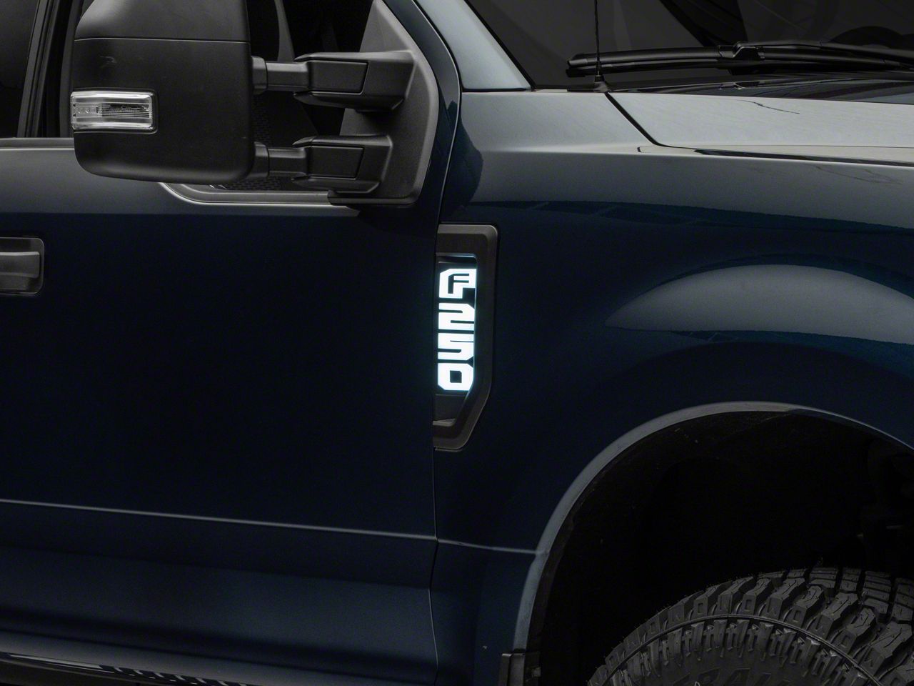 F-250 Super Duty Illuminated 2-Piece Emblems; Black Chrome (17-22 F-250 ...