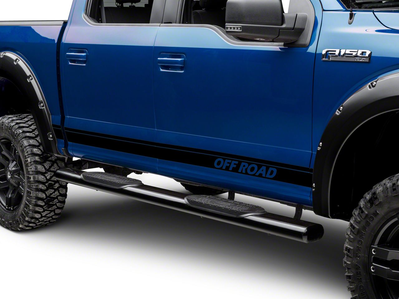SEC10 F-150 Rocker Stripes with Off Road Lettering; Gloss Black T527970 ...