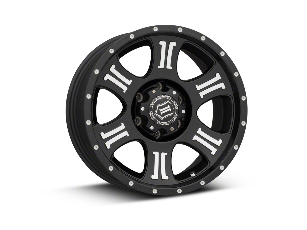 ICON Alloys Bronco Shield Satin Black Machined 6-Lug Wheel; 17x8.5; 6mm ...