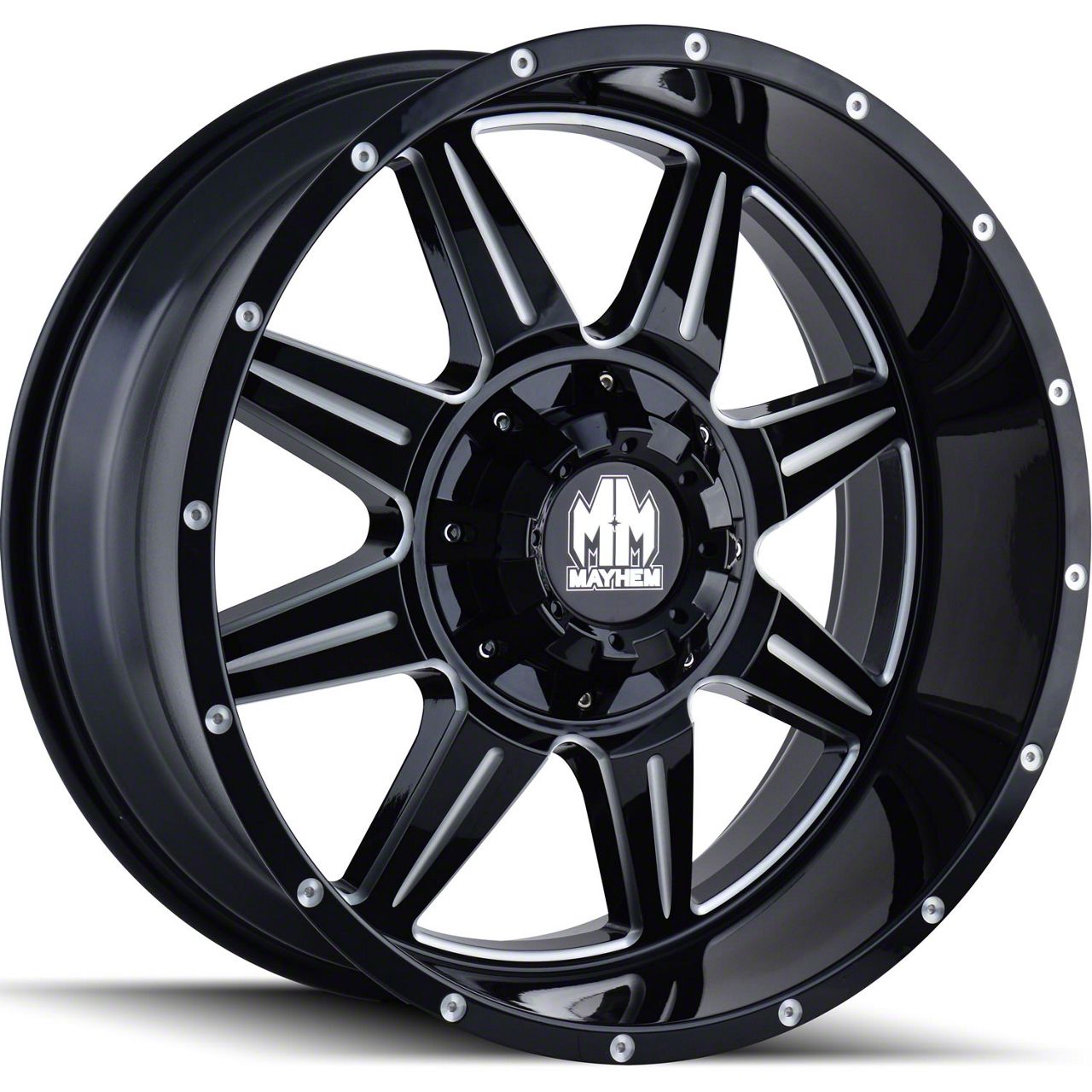 Mayhem Wheels Tacoma Monstir Gloss Black Milled 6-Lug Wheel; 20x9; 0mm ...
