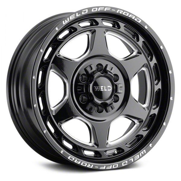 Weld Off-Road Tundra Aragon Gloss Black Milled 6-Lug Wheel; 22x14 ...