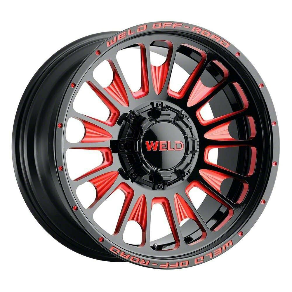 Weld Off-Road Silverado 1500 Scorch Gloss Black Milled Red 6-Lug Wheel ...