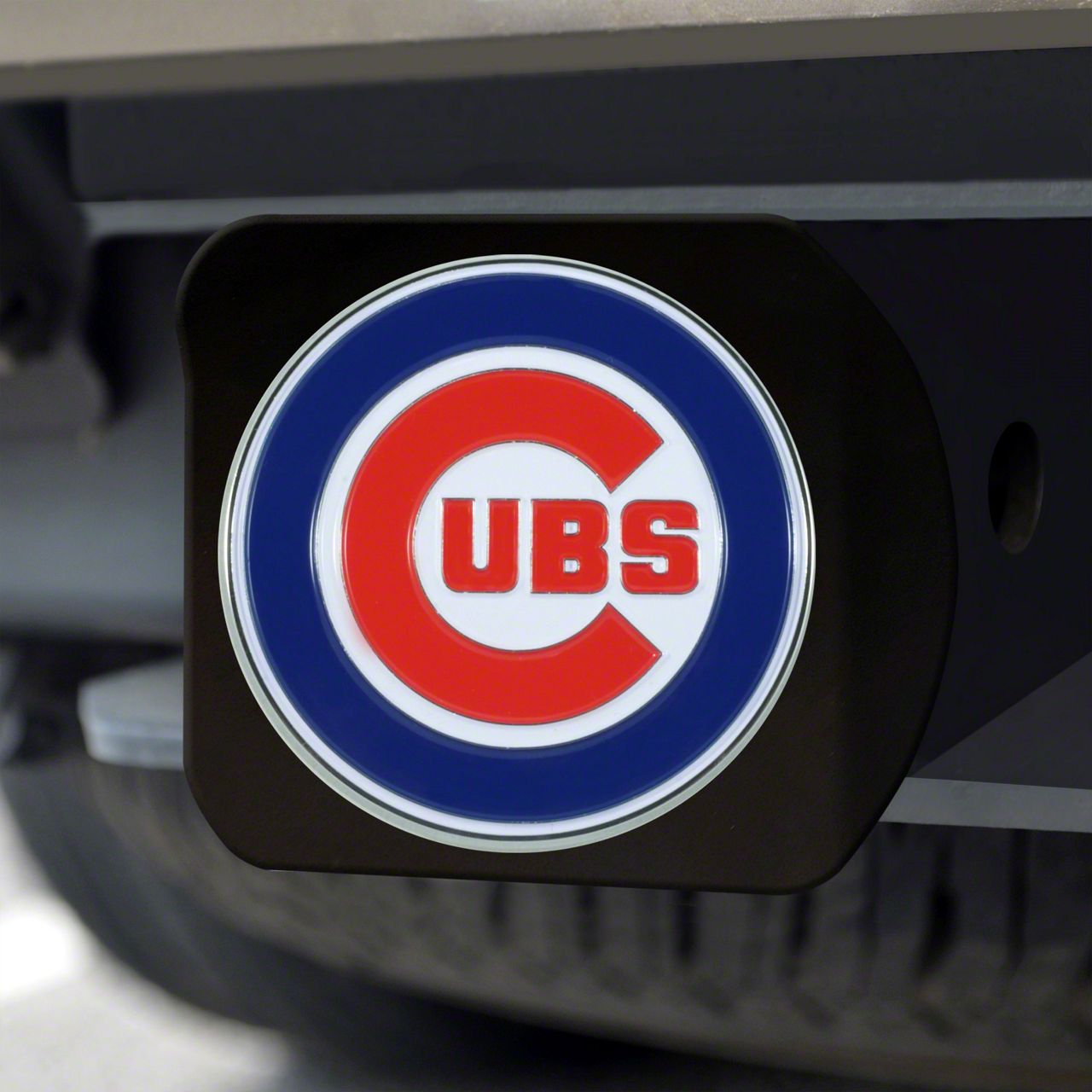 Jeep Wrangler Hitch Cover with Chicago Cubs Logo; Black (Universal ...