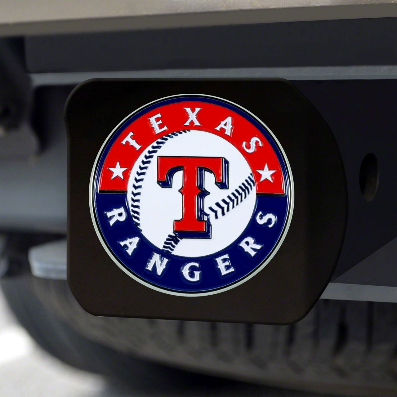 Tundra Hitch Cover with Texas Rangers Logo; Black (Universal; Some ...