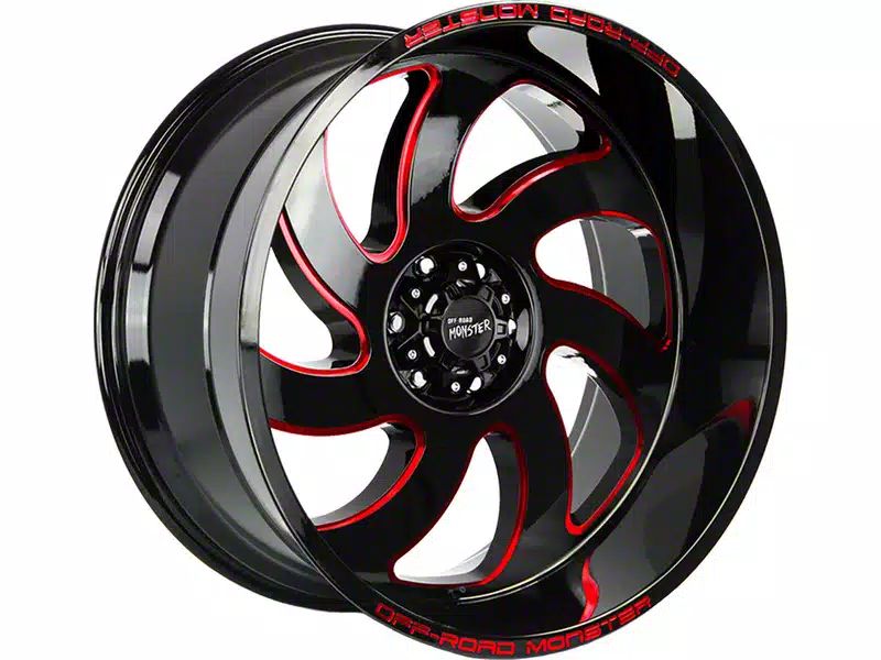 Off-Road Monster F-150 M07 Gloss Black Candy Red Milled 6-Lug Wheel ...