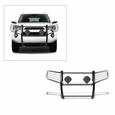 Toyota 4-Runner Grille Guard with 7-Inch Black Round LED Lights ...