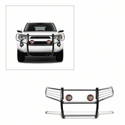 Toyota 4-Runner Grille Guard with 5.30-Inch Red Round Flood LED Lights ...