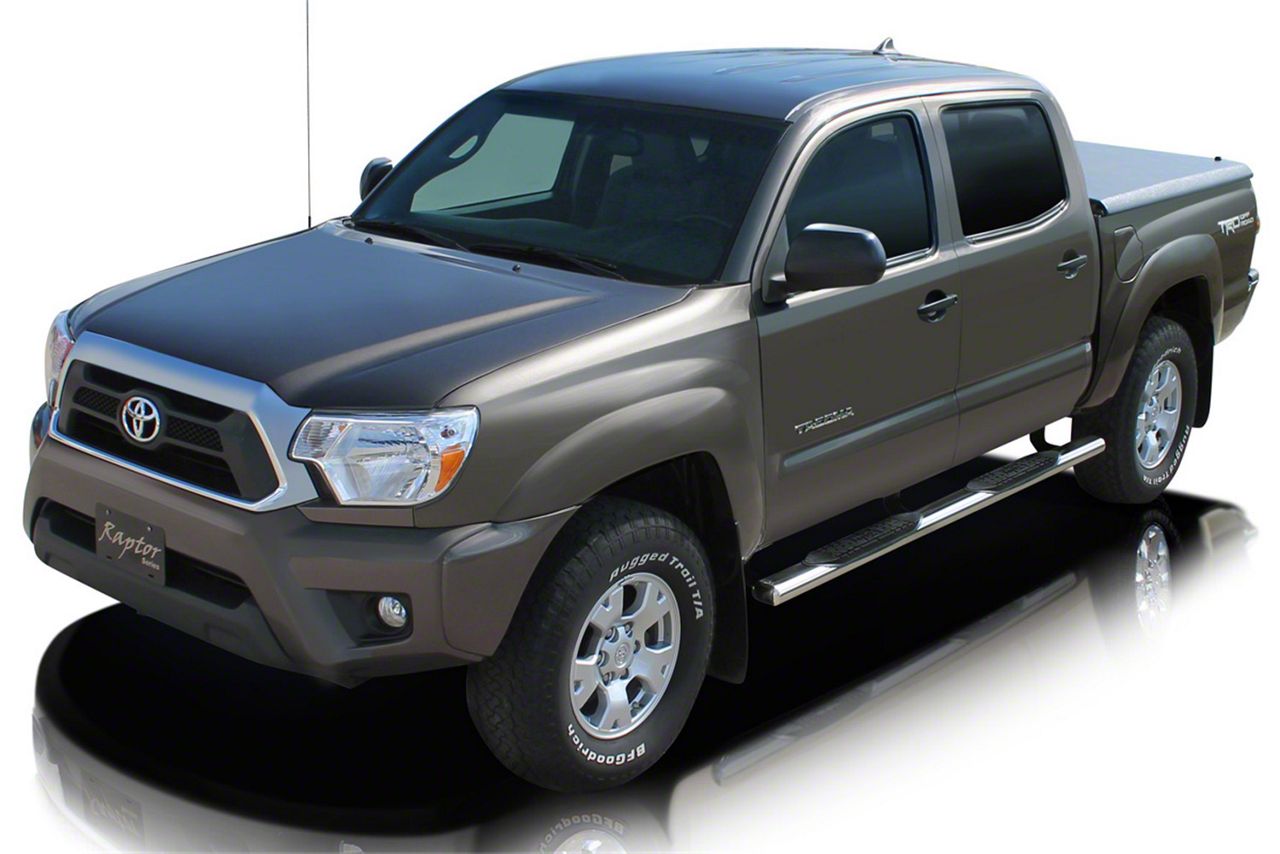 Raptor Series Tacoma 4-Inch Straight Oval Side Step Bars; Polished ...