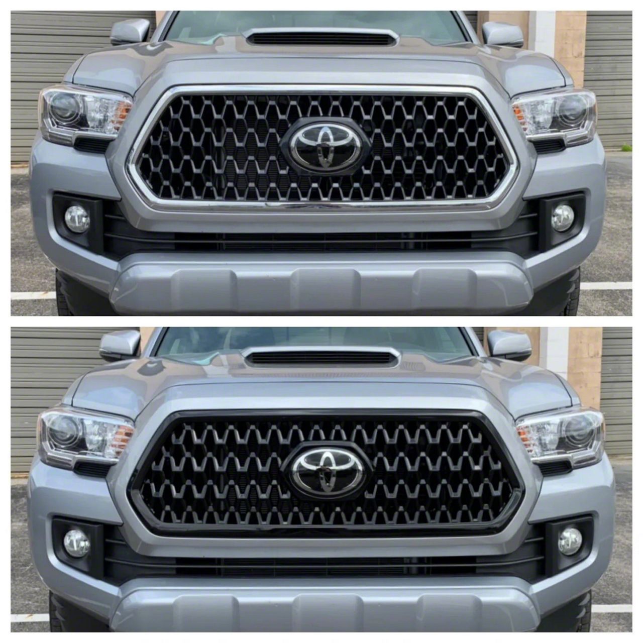 Tacoma Upper Grille Overlay; Gloss Black (18-19 Tacoma TRD Sport, TRD ...