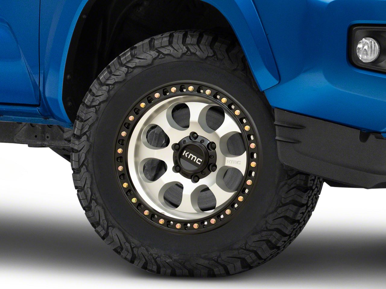 KMC Tacoma Riot SBL Machined with Satin Black Lip 6-Lug Wheel; 17x9 ...