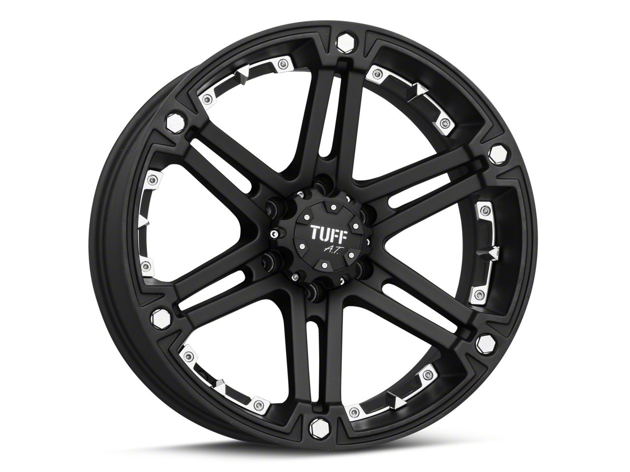 Tuff A.T. Tacoma T01 Flat Black with Chrome Inserts 6-Lug Wheel; 20x9 ...