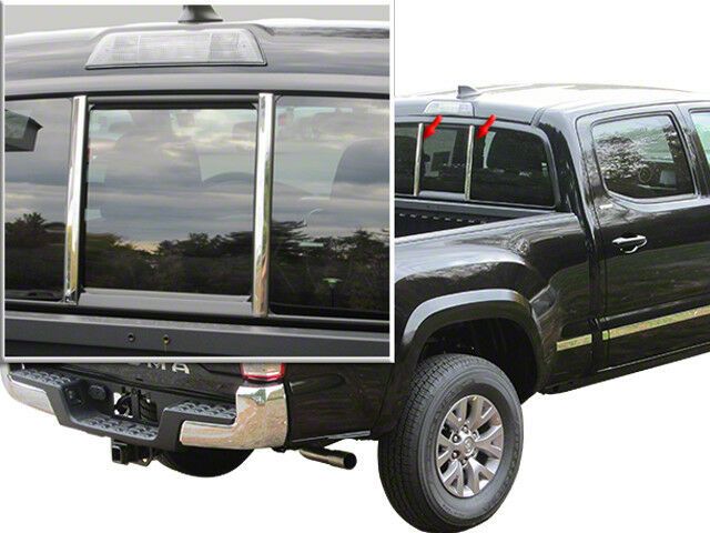 Tacoma Non-Powered Sliding Rear Window Trim Accent; Stainless Steel (16 ...