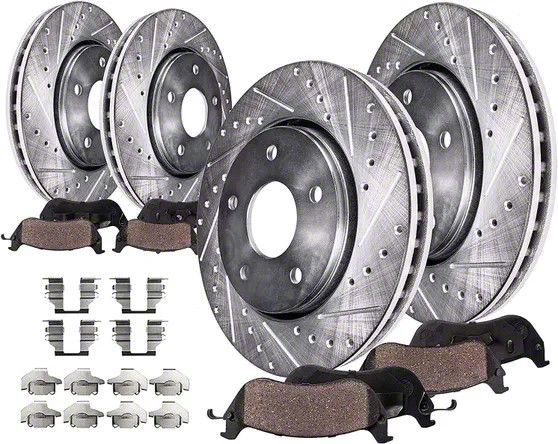 Tundra Drilled and Slotted 5-Lug Brake Rotor and Pad Kit; Front and ...