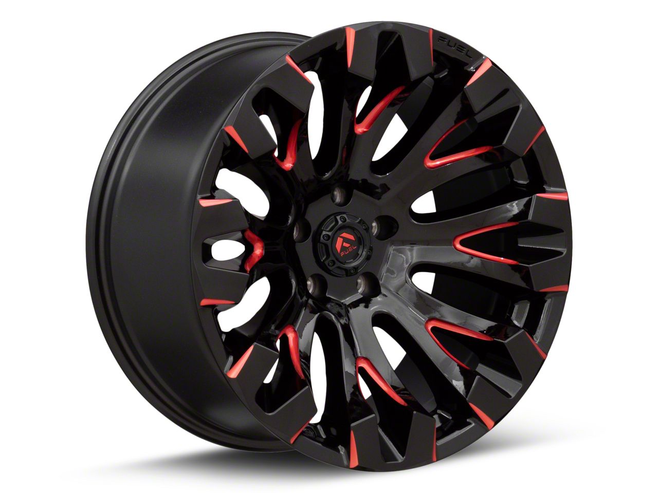 Fuel Wheels Tundra Quake Gloss Black Milled with Red Tint 5-Lug Wheel ...