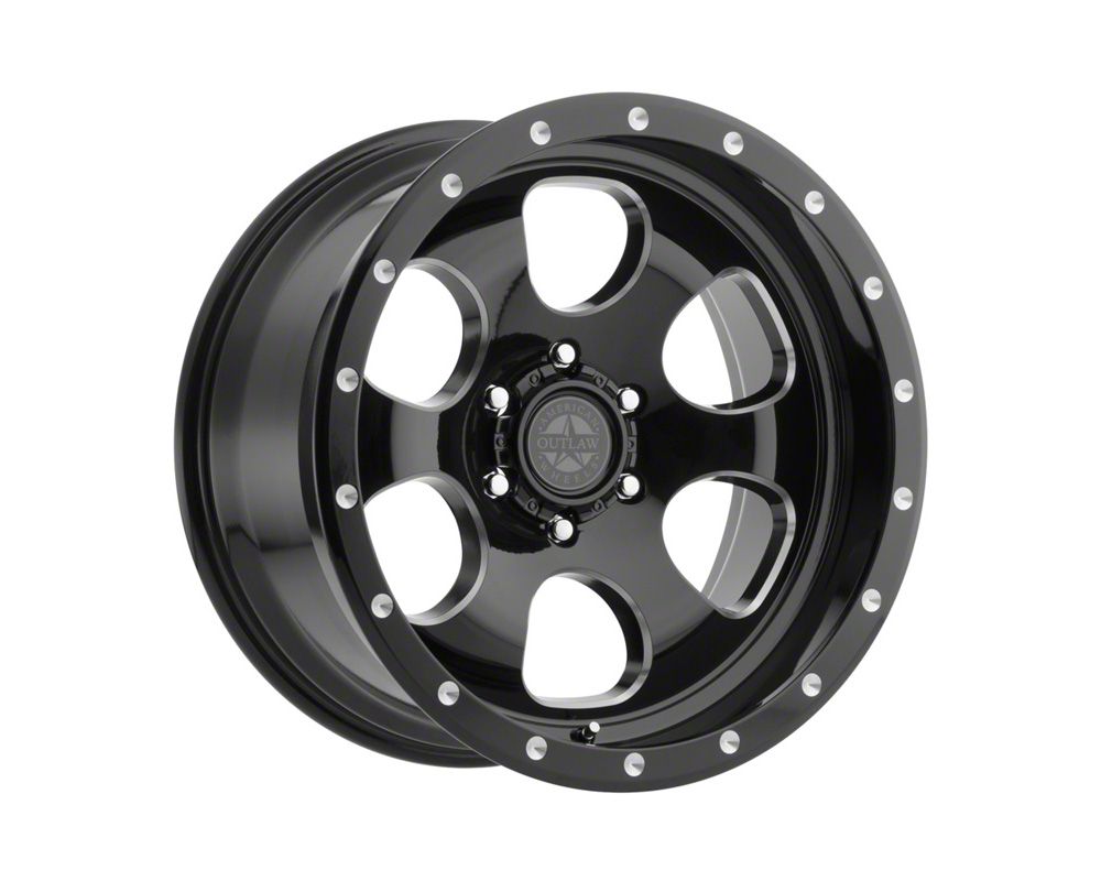 American Outlaw Wheels Tundra Gambler Gloss Black Milled 5-Lug Wheel ...