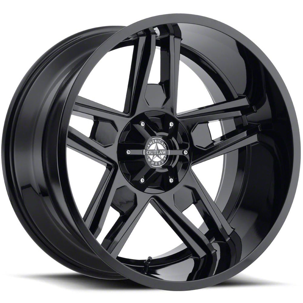 American Outlaw Wheels Tundra Lonestar Gloss Black 5-Lug Wheel; 22x11.5 ...