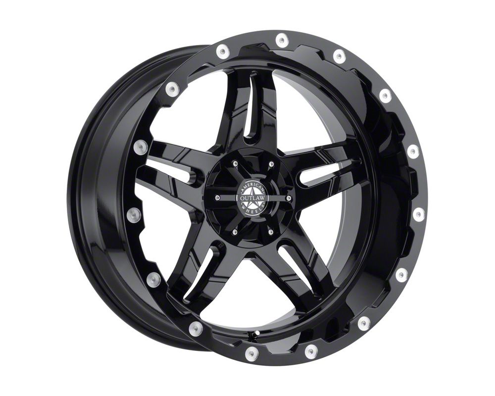 American Outlaw Wheels Tundra Revolver Gloss Black 5-Lug Wheel; 20x10 ...