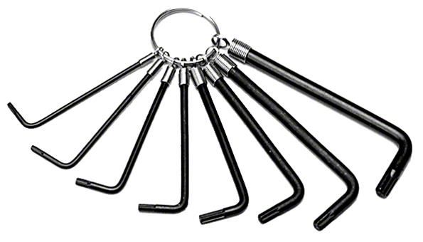 Bronco T9 to T40 Long Arm Torx Key Set; 8-Piece Set - Free Shipping