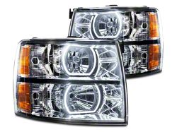 Silverado 1500 Euro Crystal Headlights; Black (07-13 Silverado 1500)